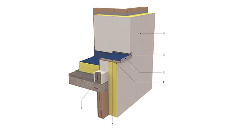 ETICS - Plat dak, aansluiting met een toegankelijk dakterras
